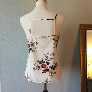 Tops | Sale Floral Cream Cami Tank Lace Inset V Neck Nwt | Poshmark
